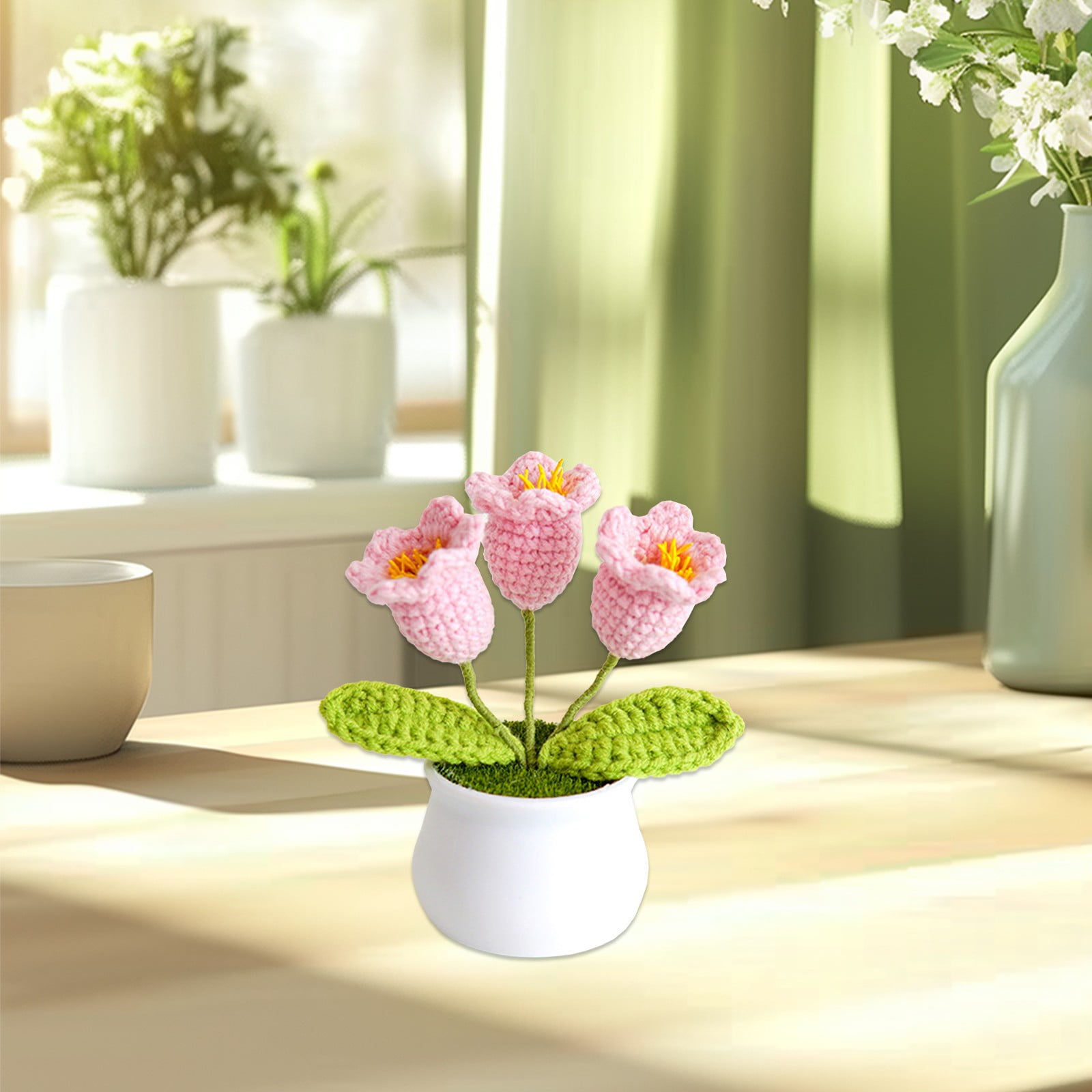 Click here for Boovnll Crochet Flowers Potted Plant Home Ornament... prices
