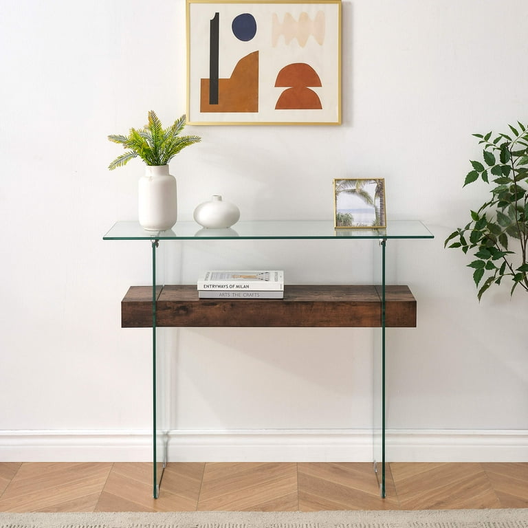 Small Glass Top Sofa Table | Baci Living Room