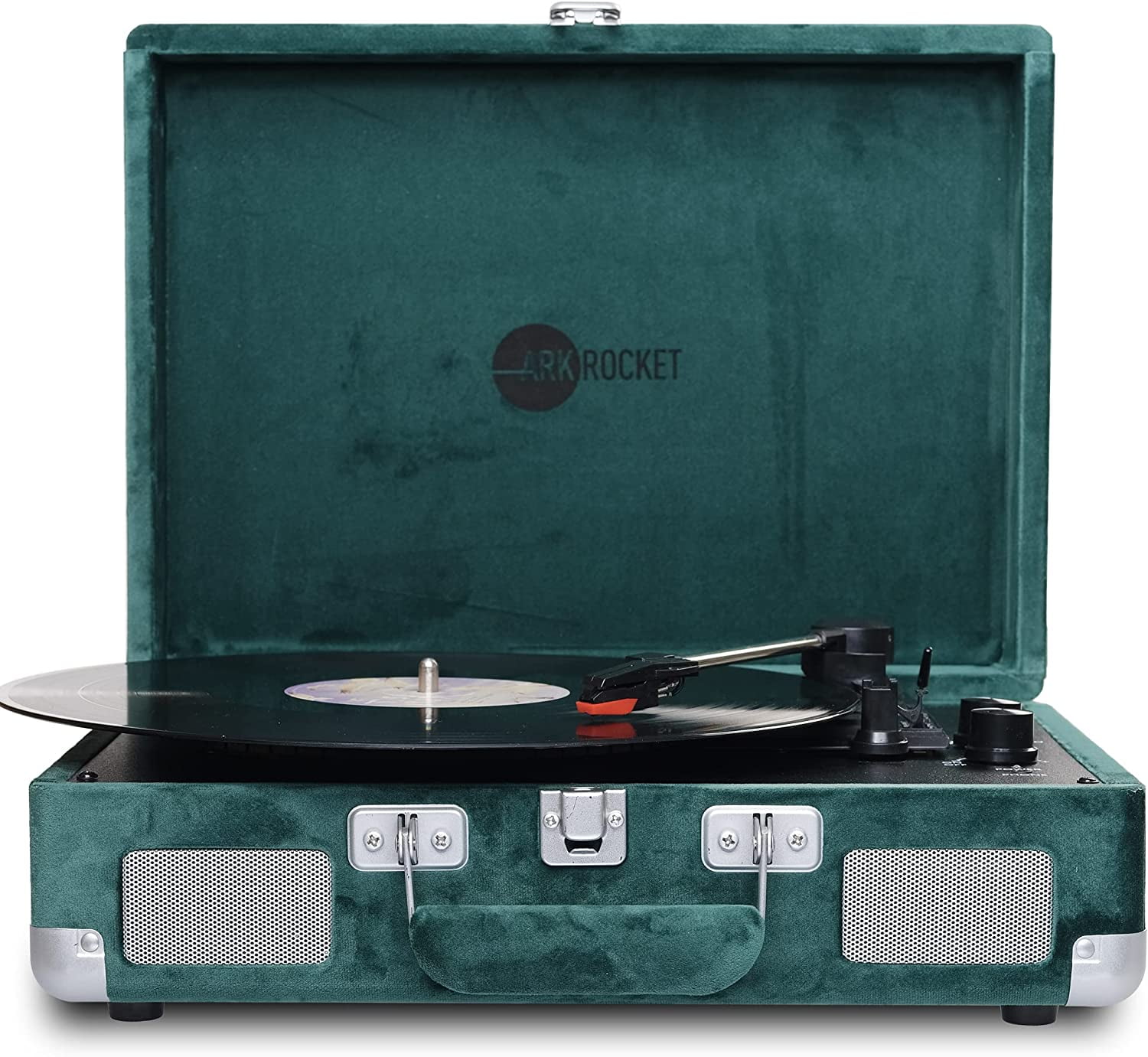 Arkrocket Curiosity Suitcase Bluetooth Turntable Vintage 3-Speed Record Player with Built-in ...