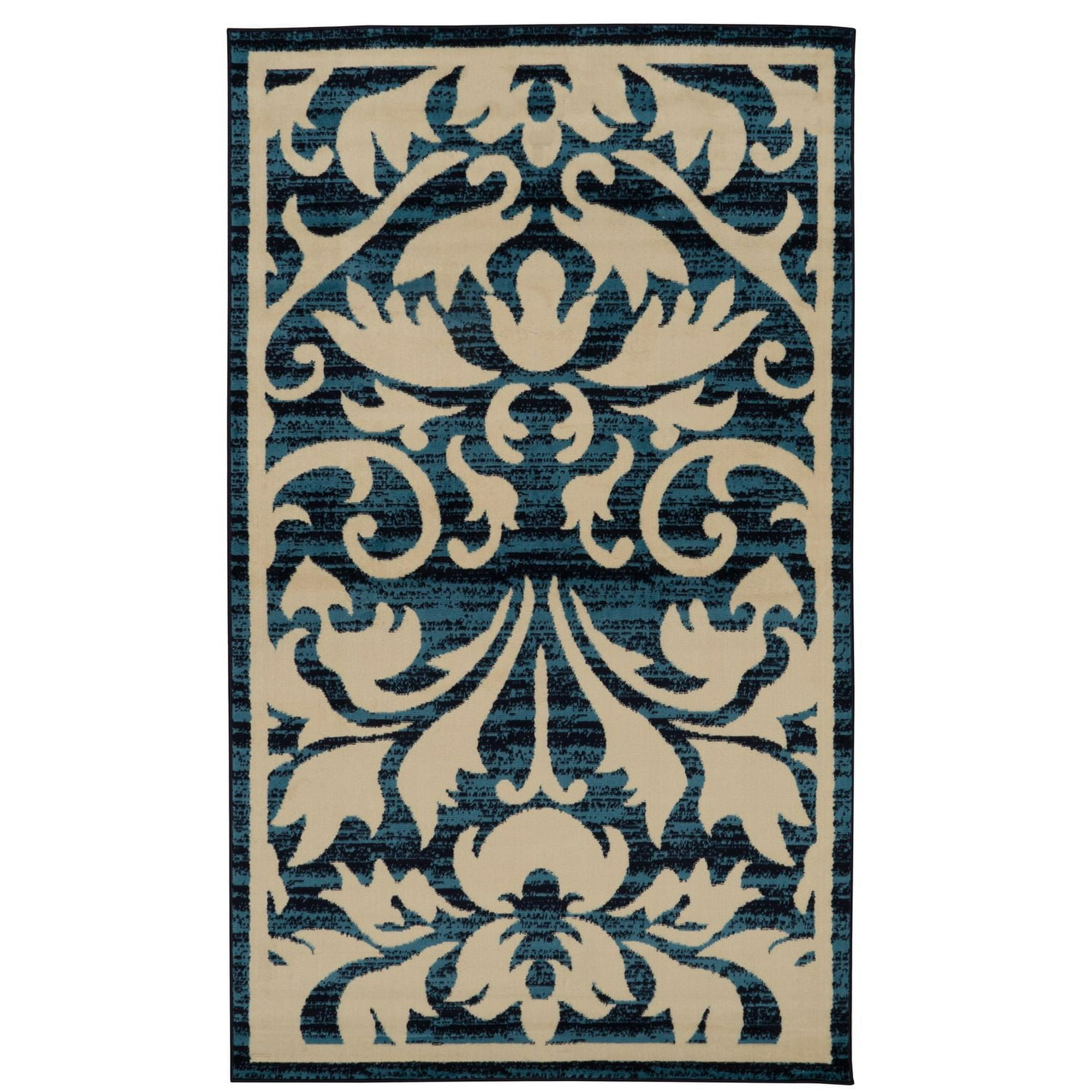 Click here for Linon Capri Damask Blue & Bone 4 3 X 7 3 Area Rug... prices