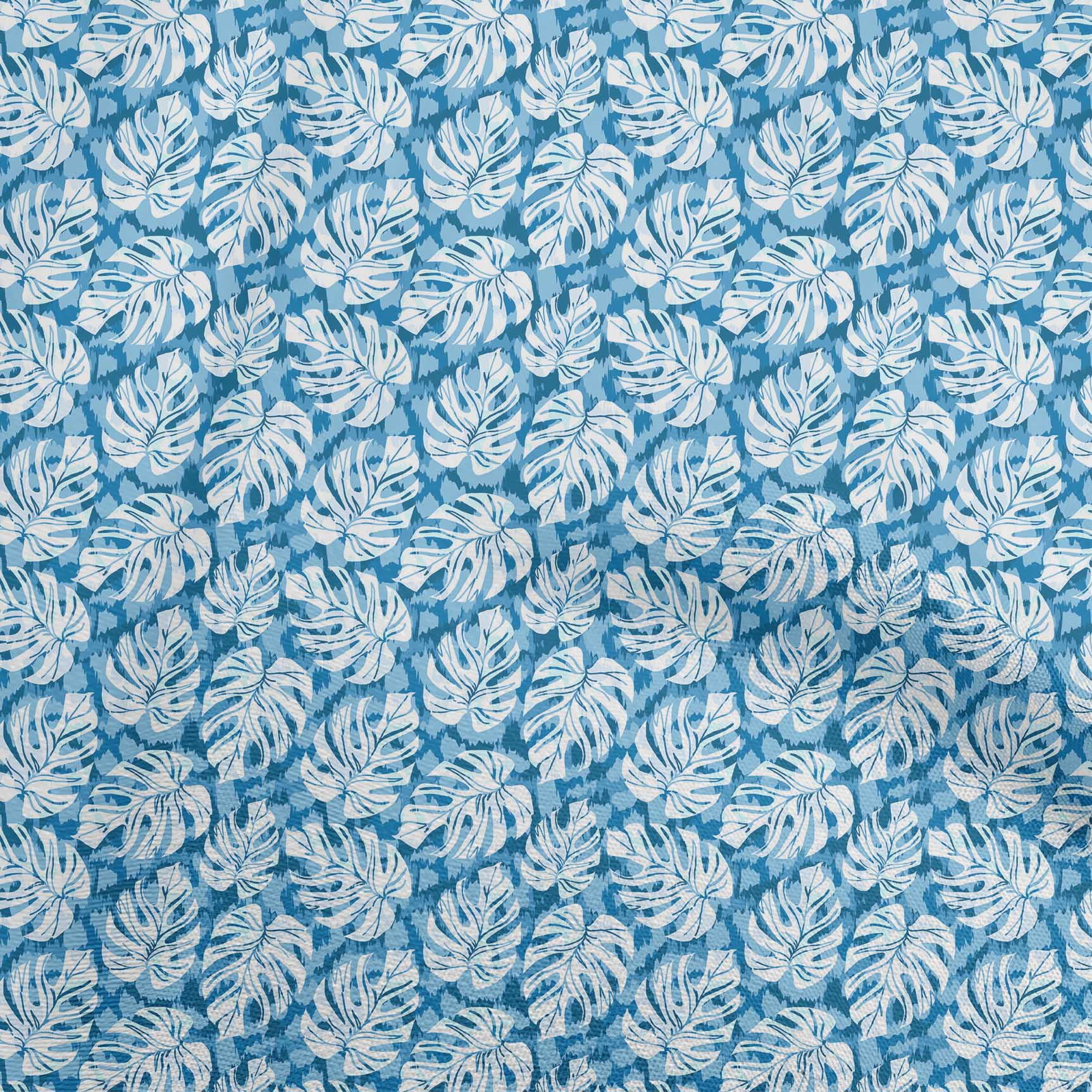 oneOone Viscose Chiffon Medium Blue Fabric Tropical Fabric For Sewing ...