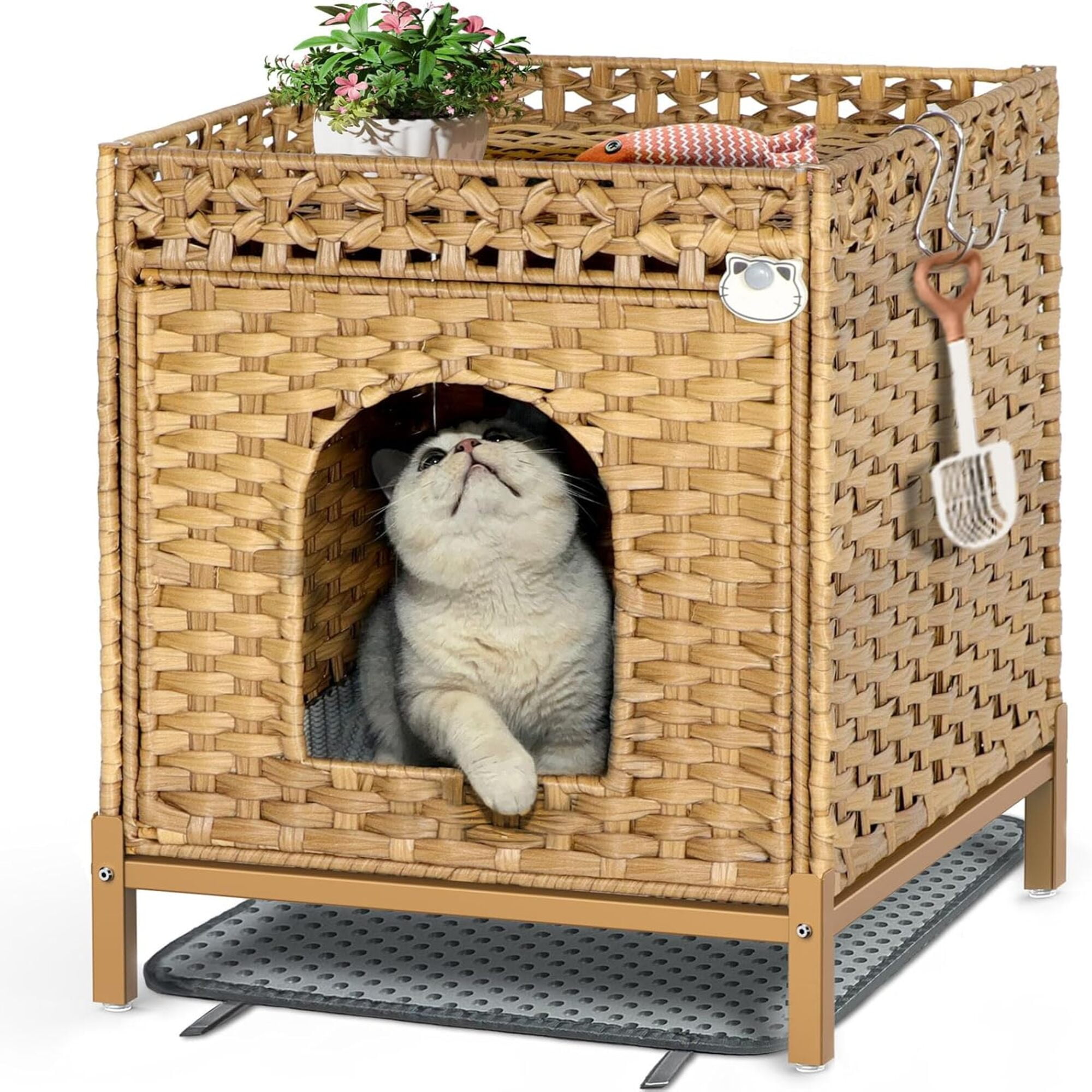Click here for Toytexx Pe Rattan Cat Litter Box Enclosure With Ve... prices