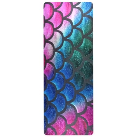 Yoga Mat Metallic Mermaid Scale Fitness Exercise Mat Non Slip Workout ...