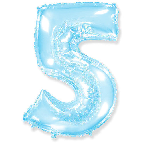 42 inch Number 5 - Party Brands - Pastel Blue Foil Mylar Balloon ...