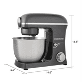 Farberware 5 qt Stand Mixer, Gray with Dough Hook, Paddle, Whisk ...