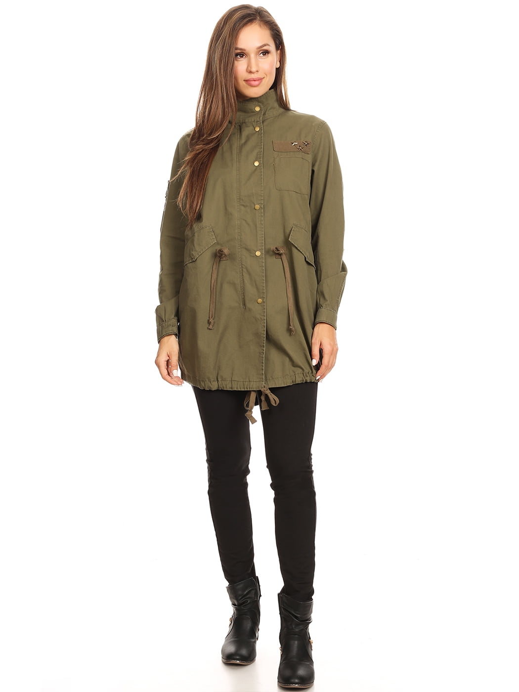 Women's Anorak Jacket Lightweight Drawstring Military Classic Safari ...