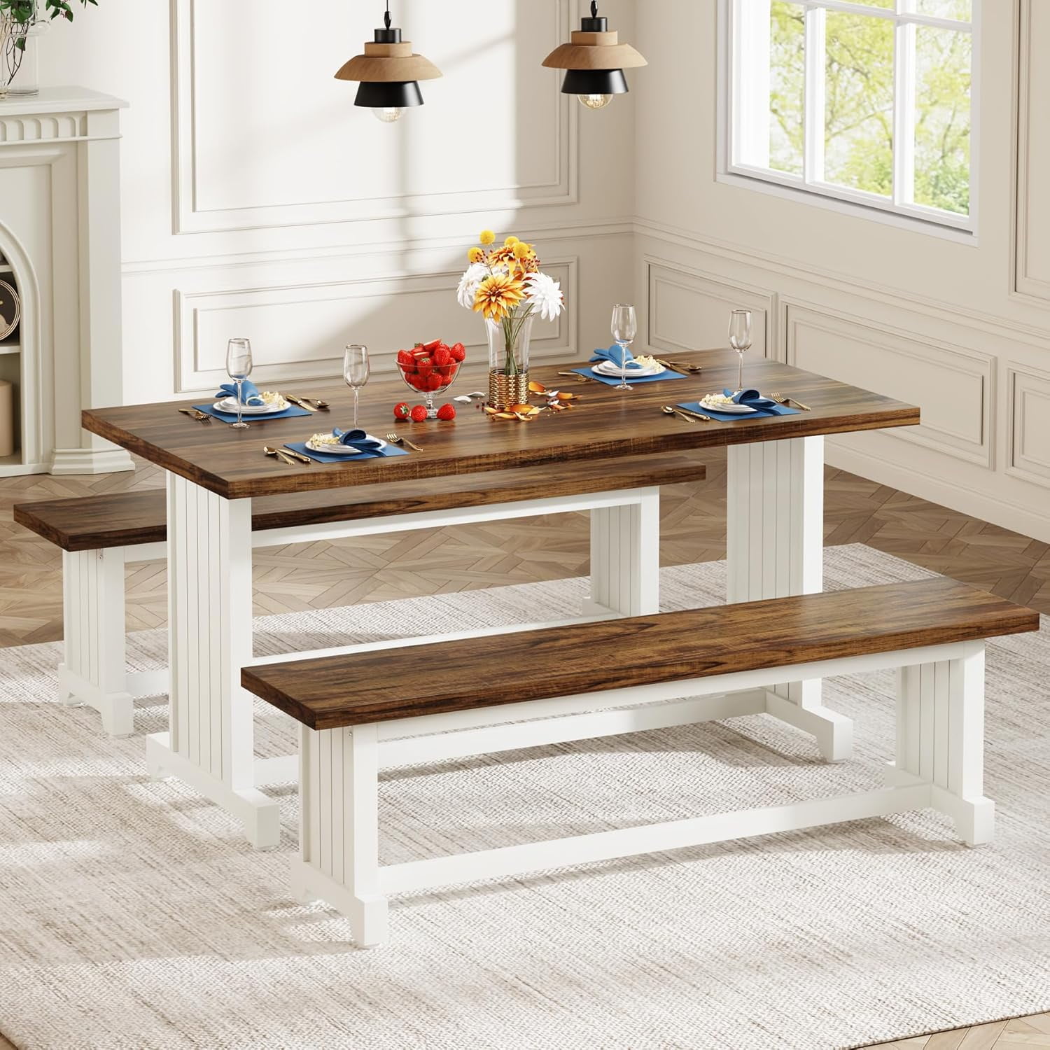 Click here for Tribesigns 47 Dining Table Set For 4-6  3-Piece Ki... prices