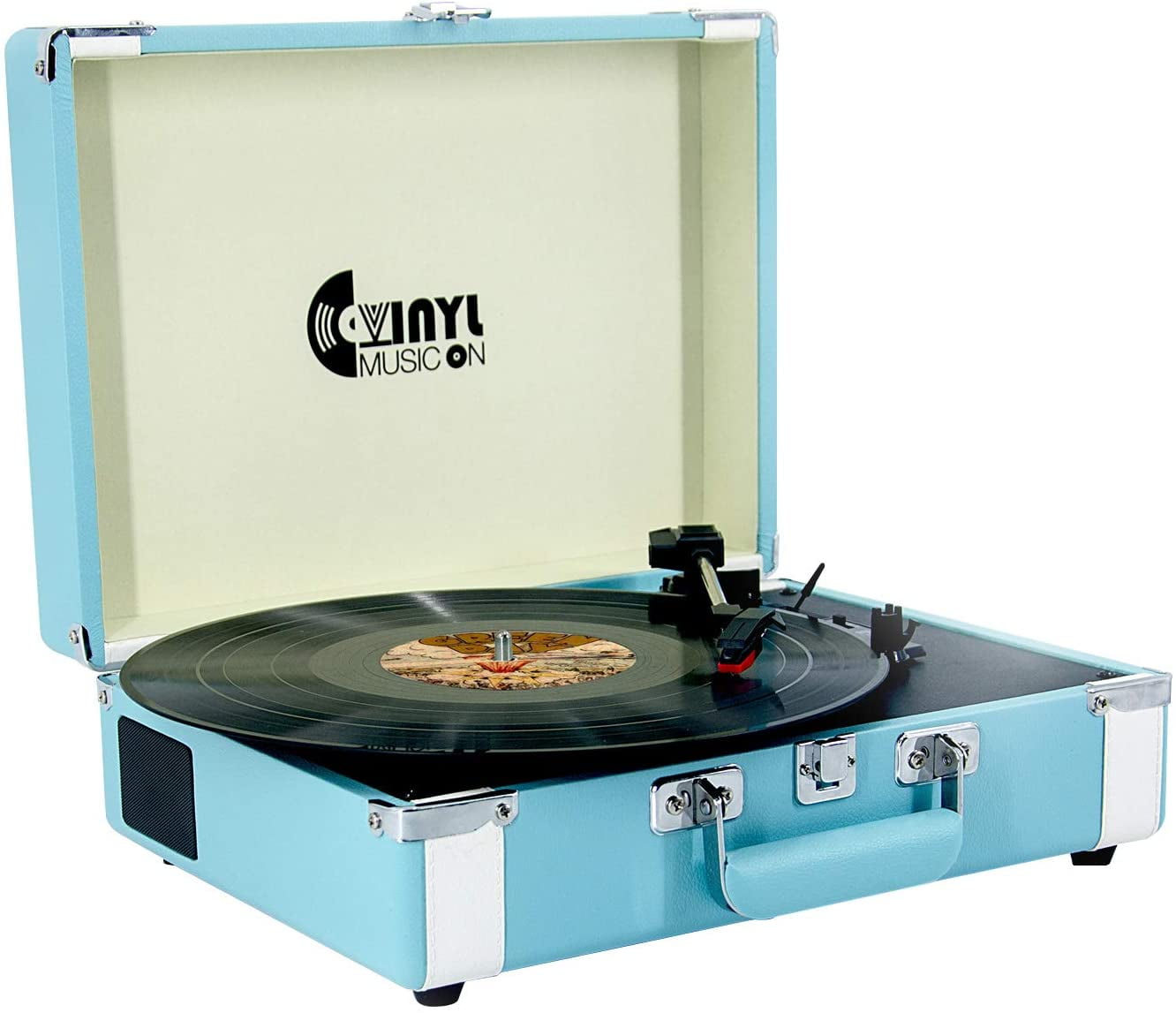 Portable Bluetooth Turntable with Stereo Speakers,3 Speed Vinyl Record ...