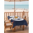 Blue Text Rectangle Outdoor Tablecloth with Umbrella Hole Vintage ...