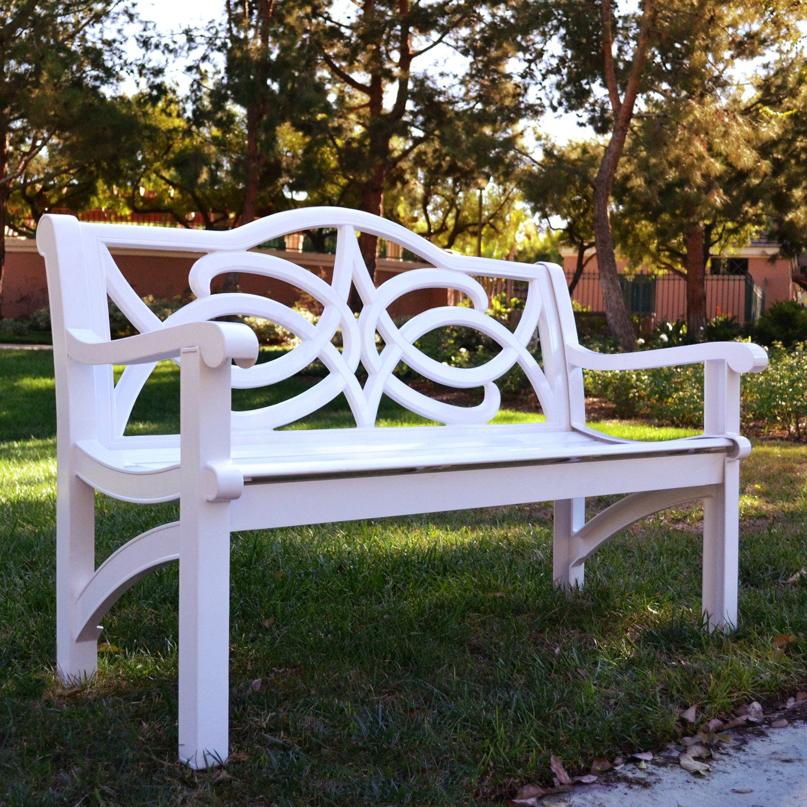 Innova Providence 51 in. Cast Aluminum Bench - Semi-Glossy White ...
