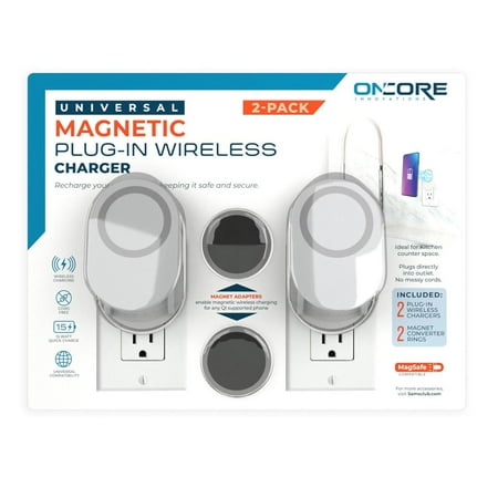 Oncore Universal Magnetic Plugin Wireless Phone Charger (2 Pack)
