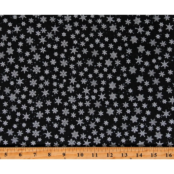 Cotton Snowflakes Silver Metallic on Gray Winter Christmas Holiday ...
