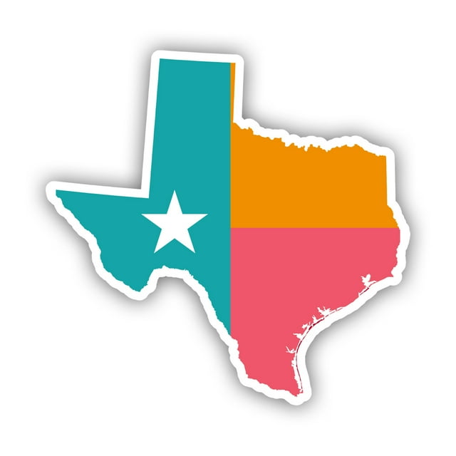 Fiesta Color Texas State Shaped Flag Sticker Decal - Self Adhesive ...