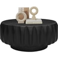 Black Round Carved Wood Coffee Table with Sculptural Base for Living ...