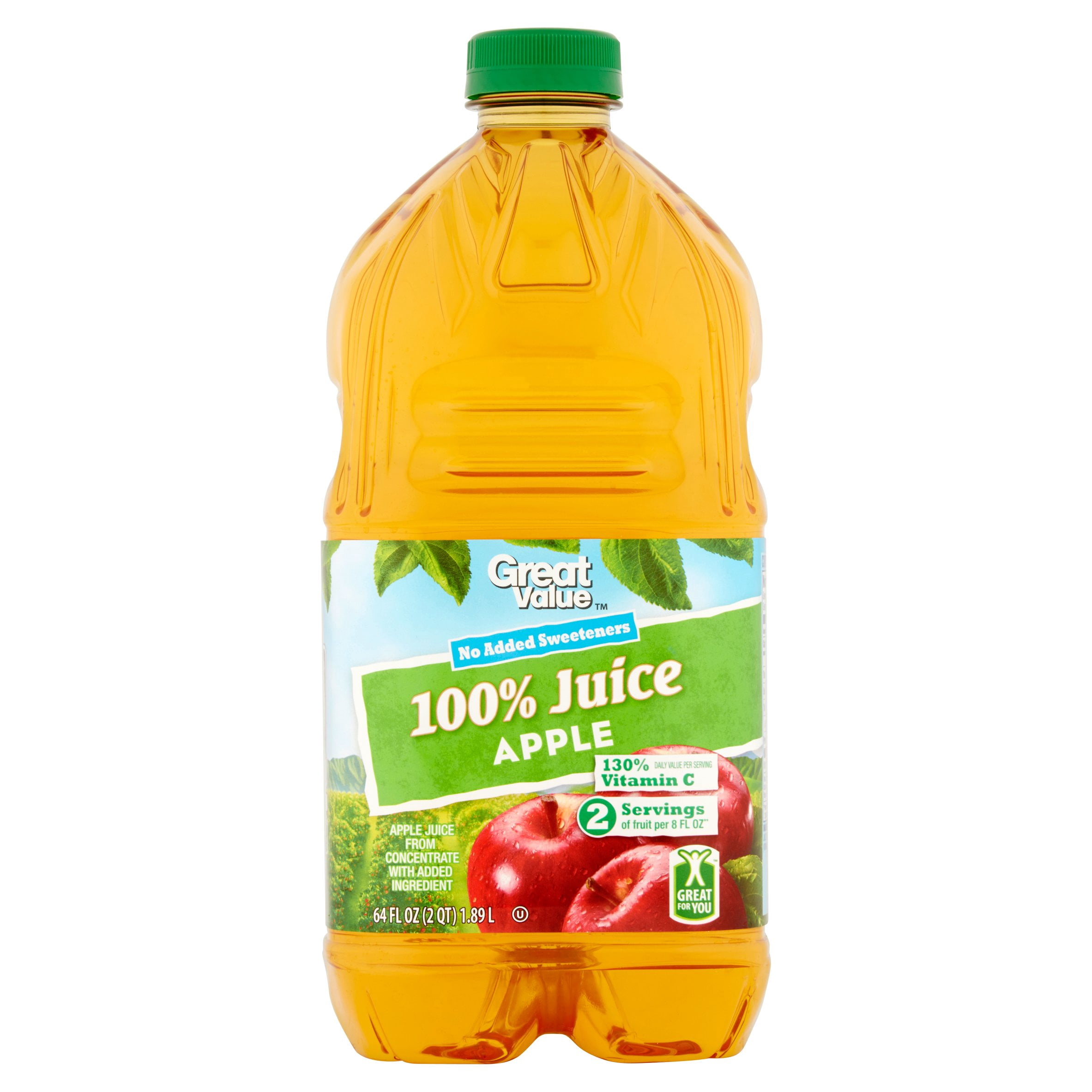  2 Pack Great Value No Sugar Added 100 Juice Apple 64 Fl Oz 1