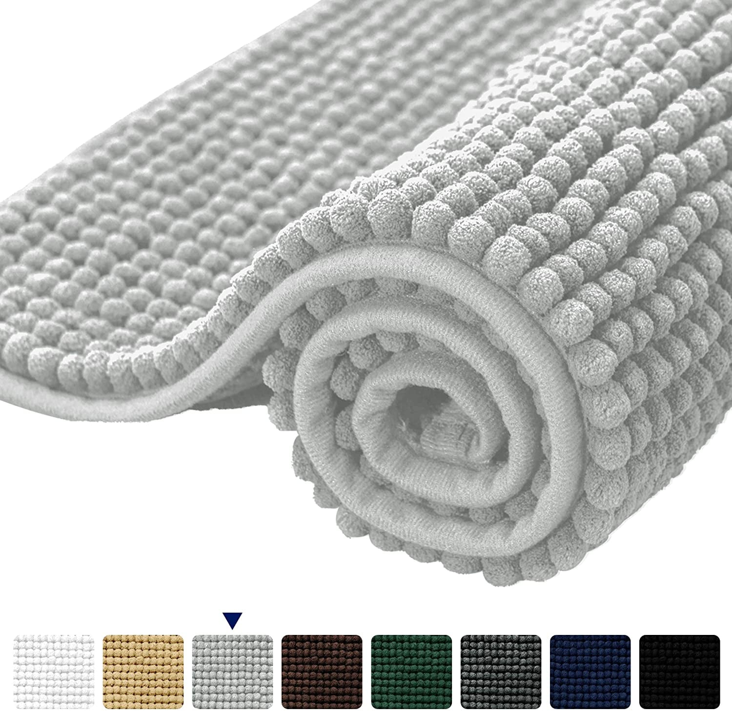 Subrtex Chenille Bathroom Rugs Soft Non-Slip Super Water Absorbing ...