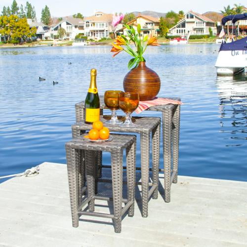 Newton Outdoor Wicker Nesting Table, Set of 3, Multiple Colors ...
