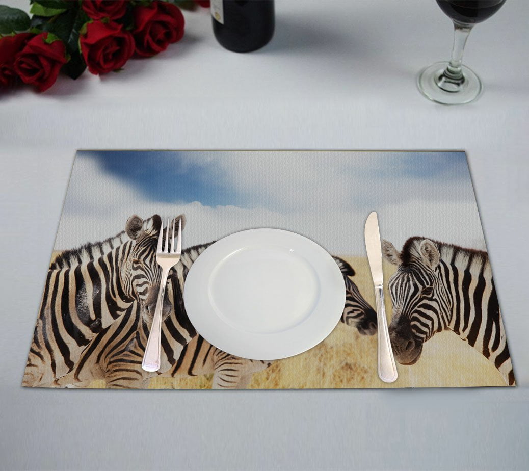 GCKG Beautiful Sky Cloud Placemat, Funny Animal Safari Zebras Herd ...