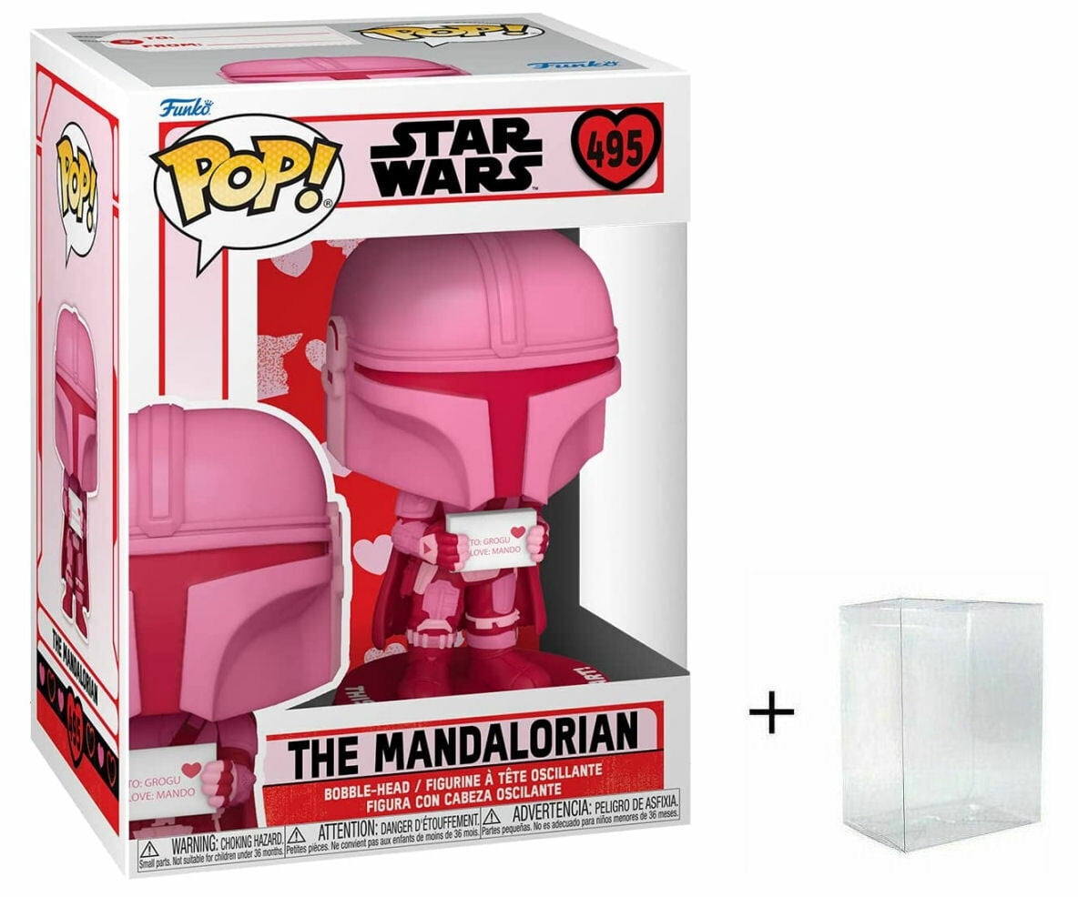 Funko Pop! Star Wars Valentines Pink Mandalorian w/ Card Grogu-Mando ...