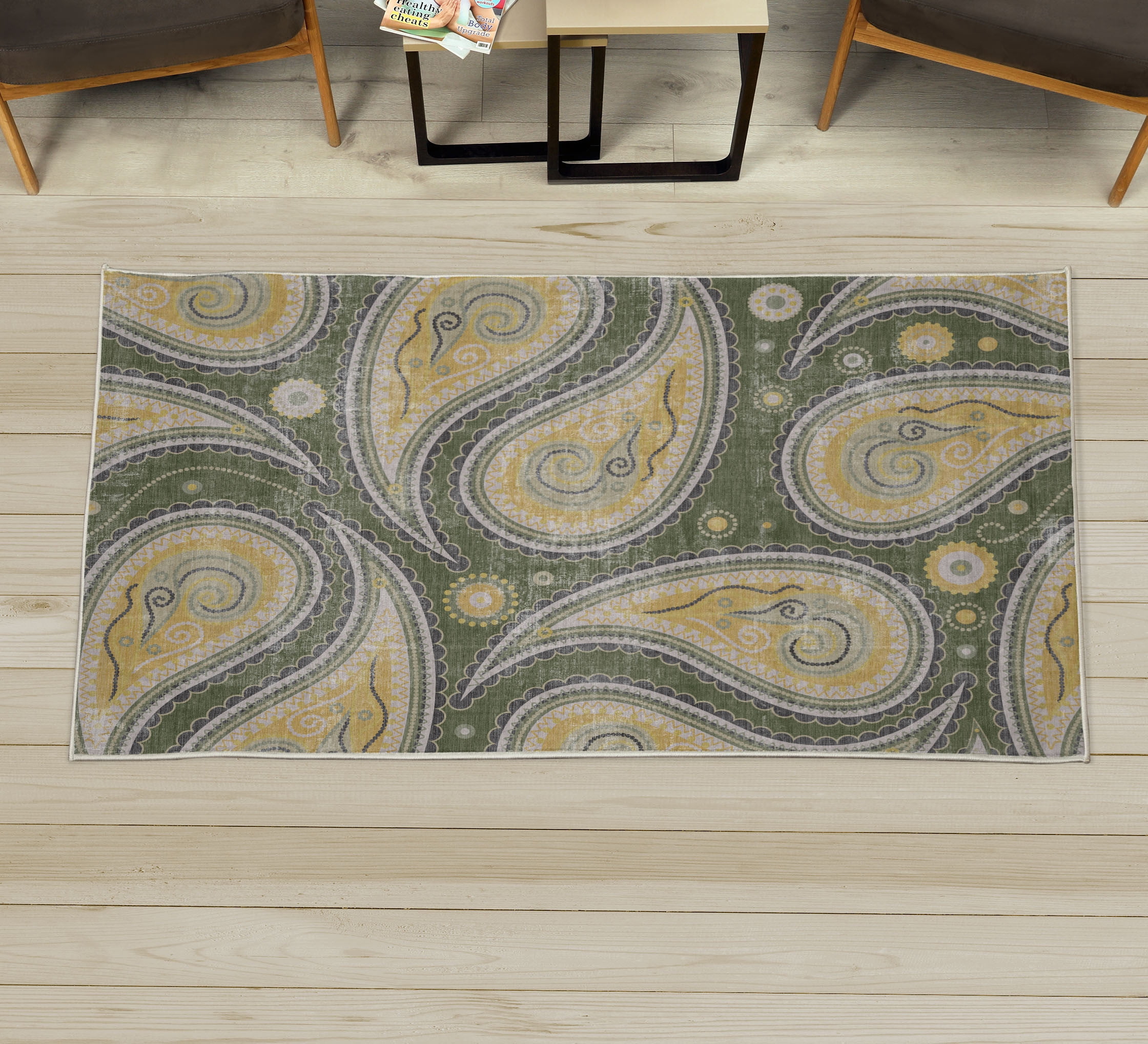 Paisley Decorative Rug, Continuous Fig Like Motifs Pattern Mandala ...
