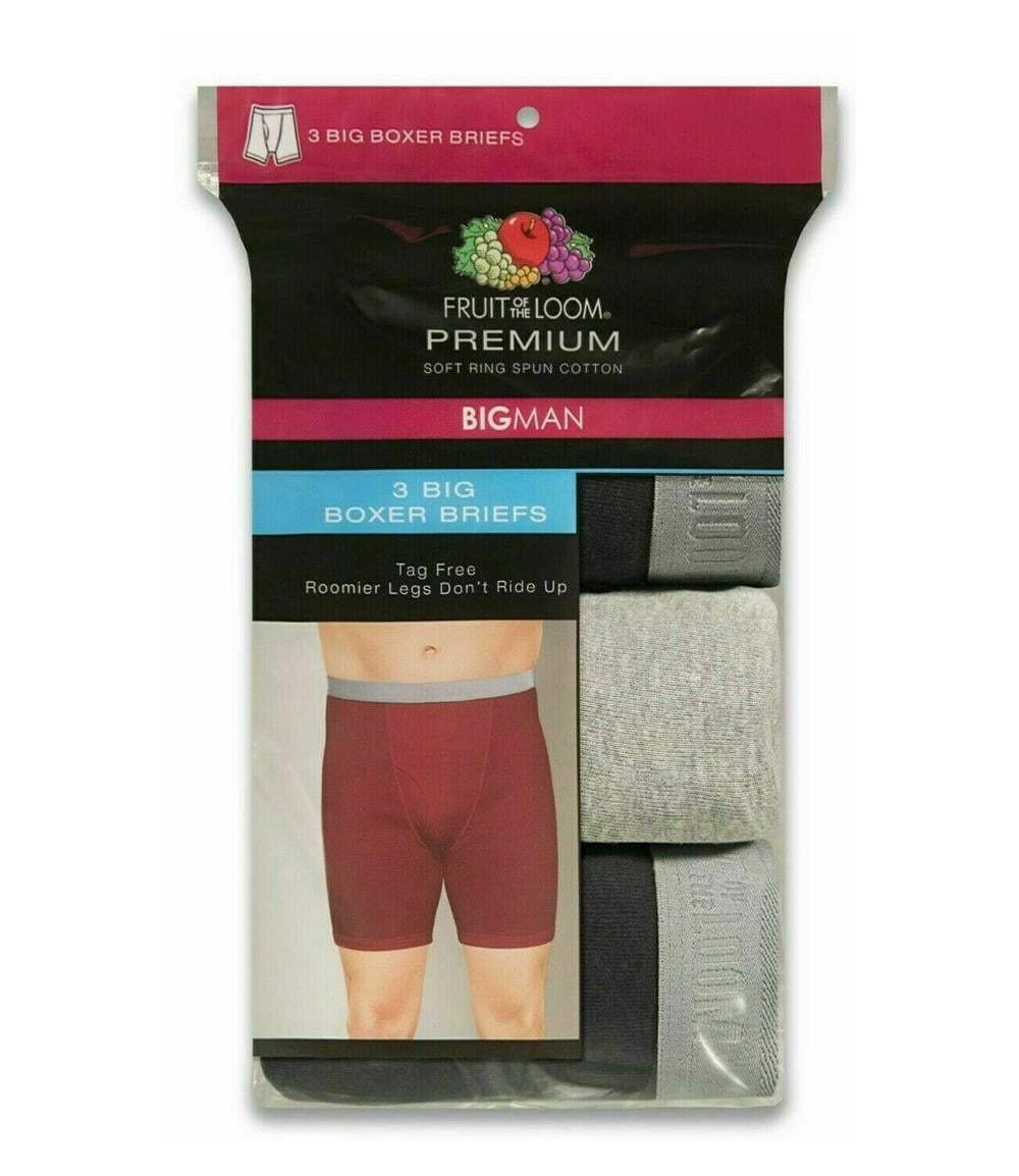 Fruit of the Loom Mens Big Man 3 Pack Boxer Briefs Underwear Assorted ...