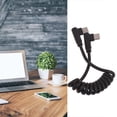 Portable Types C Coiled Cable Flexible Charging Cord 90 Degree Right ...