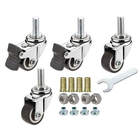 Nerilee 1 Mute Swivel Rubber Wheel,With T Nut M6X15Mm Stem Threaded ...