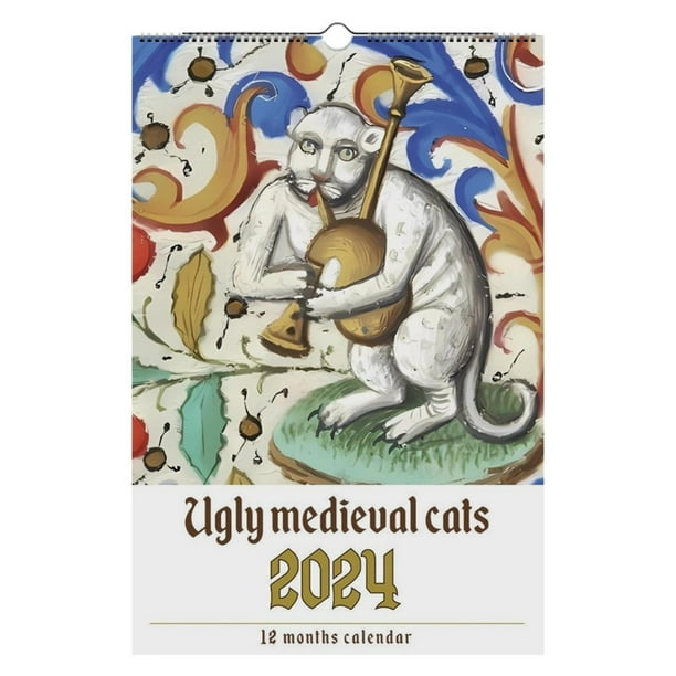 2024 Calendar Funny Cat Painting Wall Calendar 2024 Weird Cats Calendar ...