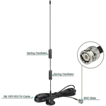 2x Telescopic BNC Radio Antenna 7-Section Stainless Steel for Police ...