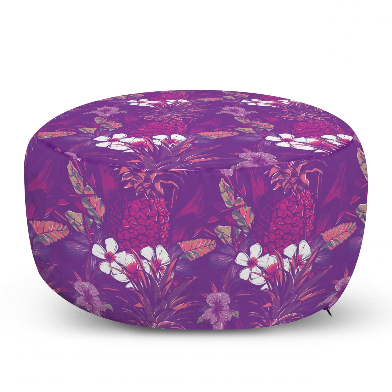 Garden Art Pouf Cover with Zipper, Wedding Themed Exotic Tropical ...