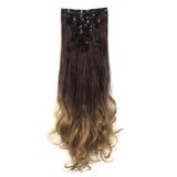 LELINTA 24" Curly Wave Clips in Synthetic Hair Extensions Hair pieces ...