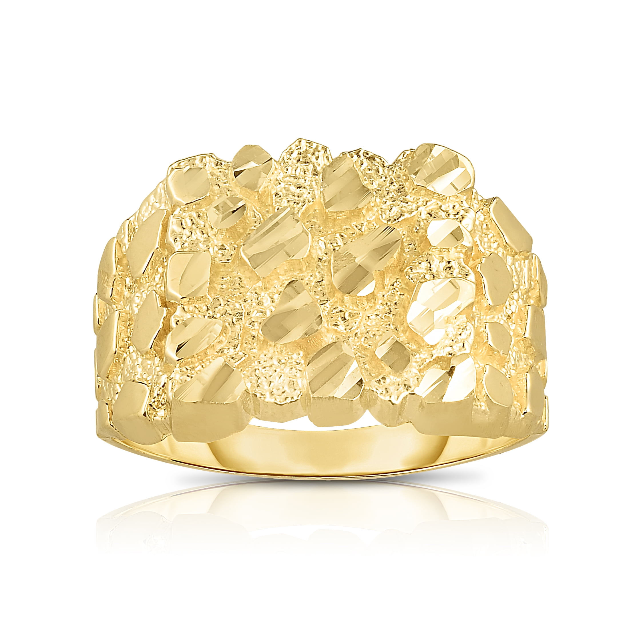 Floreo 10k Yellow Gold 14.8mm Square Nugget Ring, Sizes 6 - 13 ...
