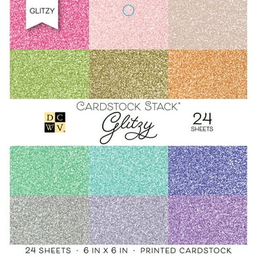 DCWV Single-Sided Cardstock Stack 6"X6" 24/Pkg Glitter Pastels Solid ...