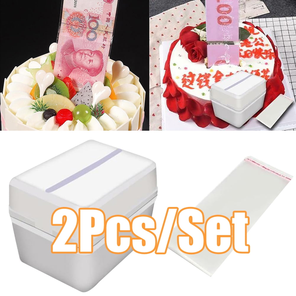 SPRING PARK 2Pcs Cake Money Box, Money Cake Dispenser Box, Cake Money ...