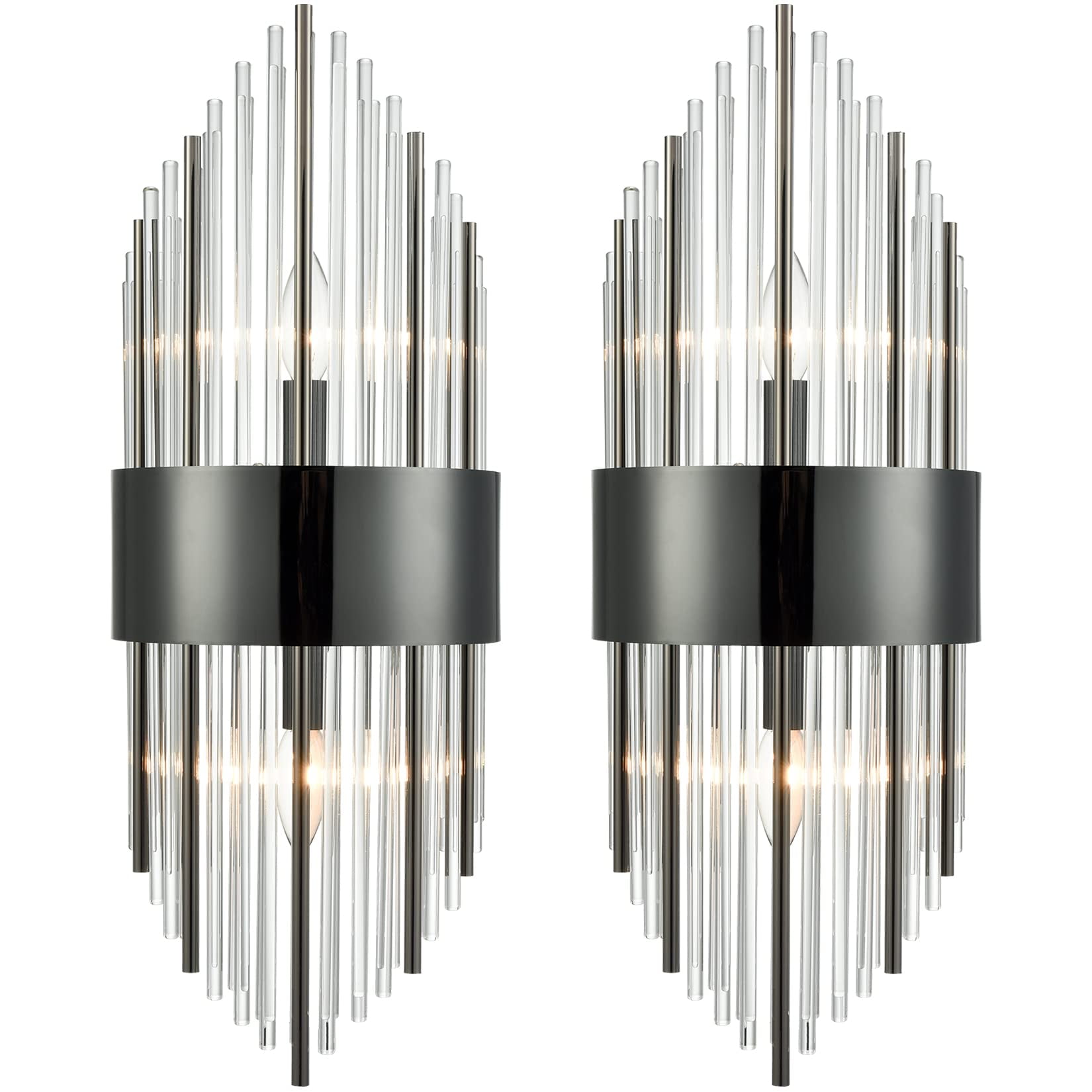 Click here for Samteen Crystal Modern Wall Sconces Black Glass 2-... prices