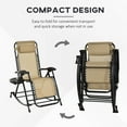 Outsunny Set of 2 Rocking Zero Gravity Lounge Chairs, Folding, Beige ...