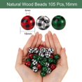 105Pcs 3 Colors Natural Wooden Beads Plaid Beads Tartan Pattern Dyed ...