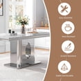 69" Faux Marble Dining Table Set for 6, Modern Polished Stainless Steel ...