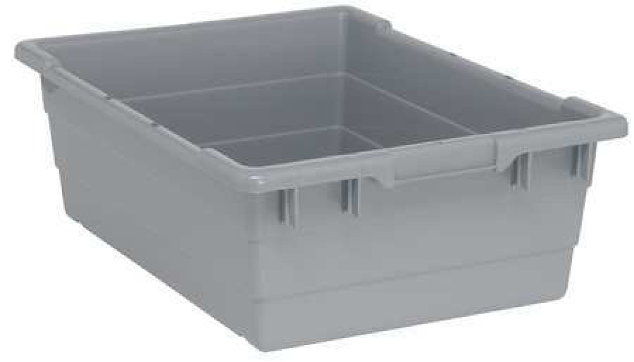 QUANTUM STORAGE SYSTEMS TUB2417-8GY Gray Cross Stacking Container 23 3/ ...