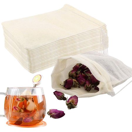 GFDYREE Tea Filter Bags, 50 Pack Housim Reusable Cotton Tea sachet Bags ...