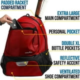 Athletico Premier Tennis Backpack - Tennis Bag Holds 2 Rackets in ...