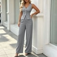 Cagogo Women Plus Size 2 Piece Outfit V Neck Sleeveless Top Wide Leg ...