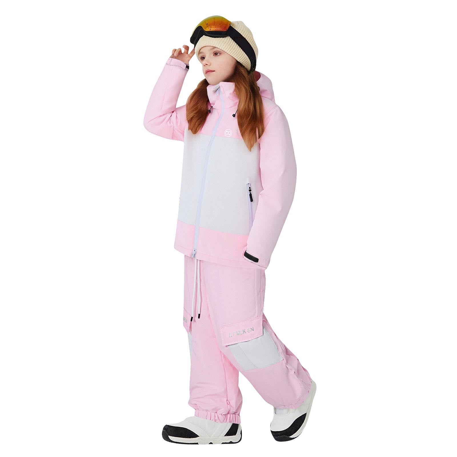 Click here for Hozadoie Pink Ski Suit For Kids Color Blocked Wate... prices