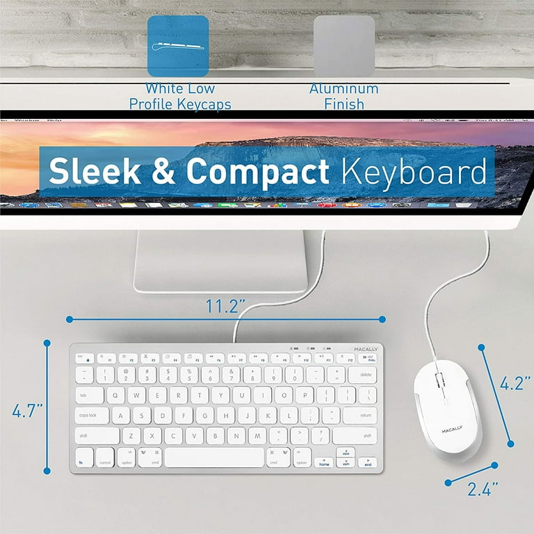 Macally Mini USB Wired Keyboard & Mouse Combo for Mac, PC Macally Mini USB Wired Keyboard & Mouse Combo for Mac, PC
