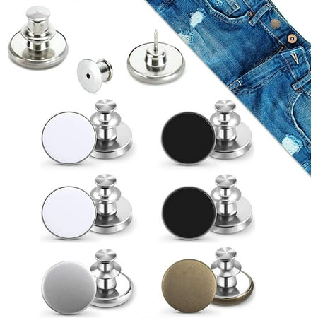 6pcs Jean Button Pins for Jeans - Jean Buttons Replacement, Adjustable ...