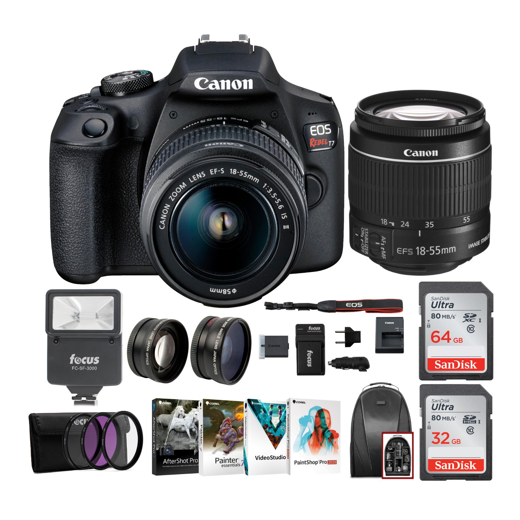 Canon T7 EOS Rebel DSLR Camera with EF-S 18-55mm IS II Lens Deluxe ...