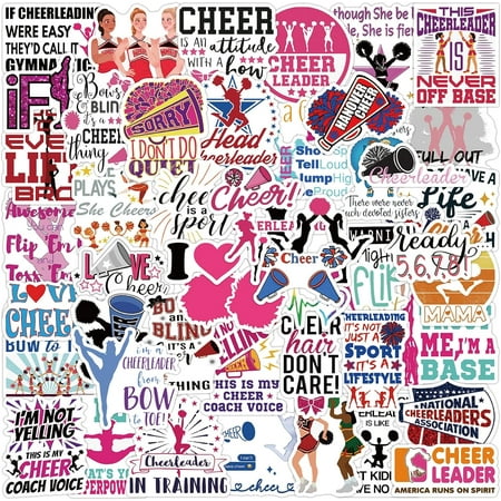 Cheer Stickers 50 Pcs, Cheerleading Vinyl Decal, Cheerleader Waterproof ...
