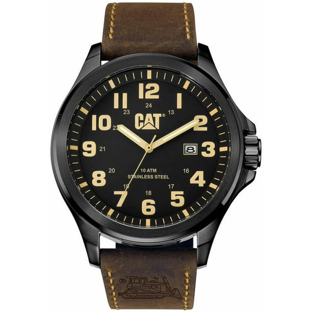 CAT - Men's CAT Caterpillar Operator Brown Leather Strap Watch ...