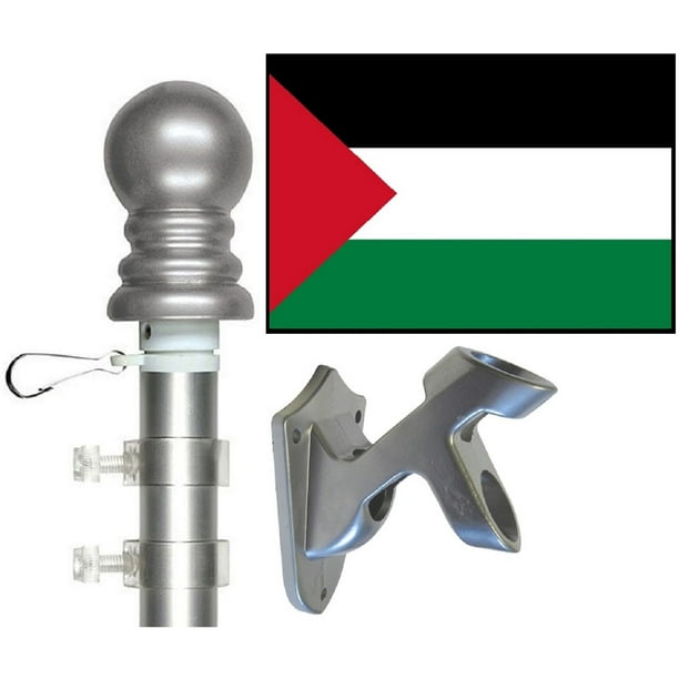 Palestine 3'x5' Flag and Spinner Flagpole Set, Includes Flag, 6 ...