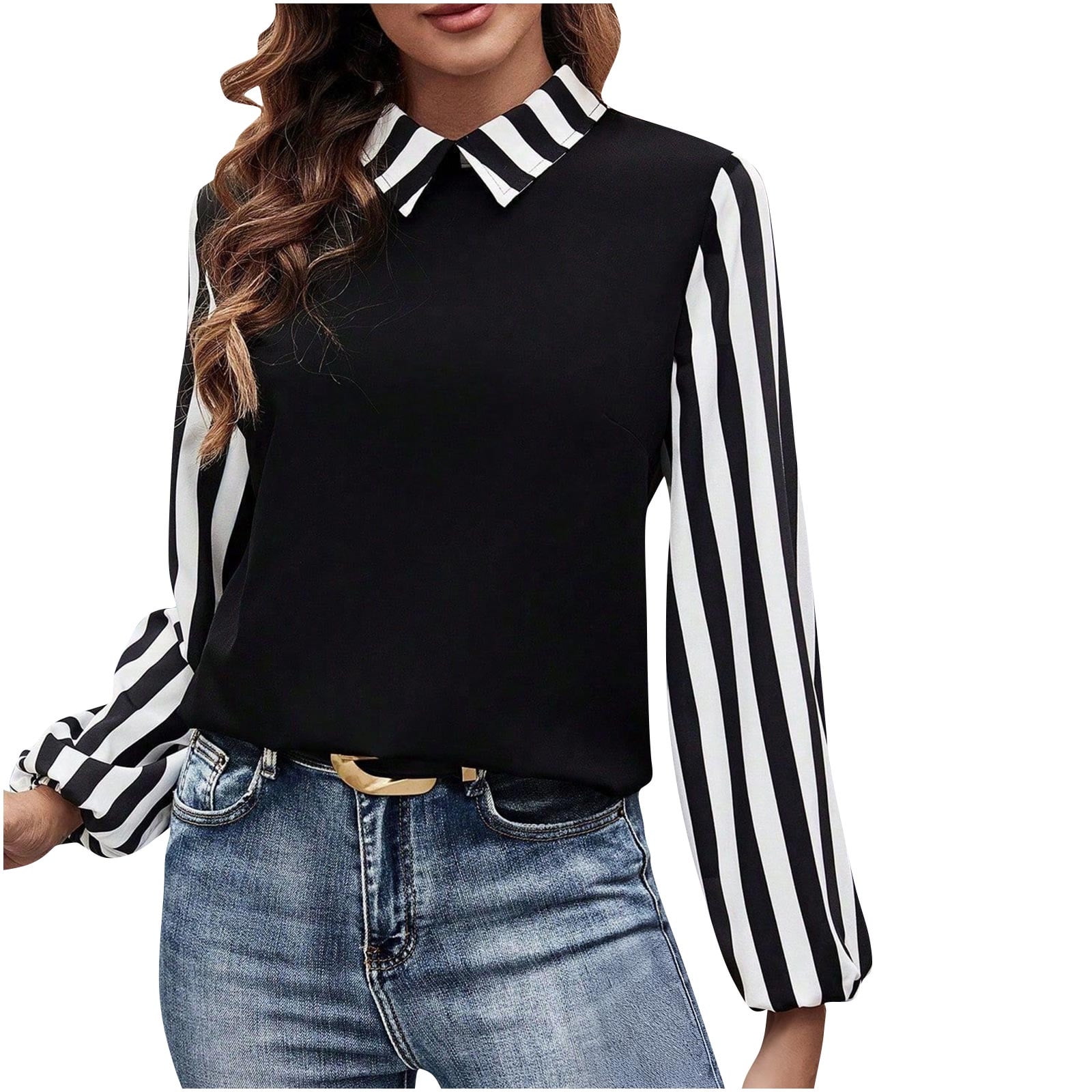 Click here for Frsasu Shirt For Women Striped Lapel Long Sleeve P... prices